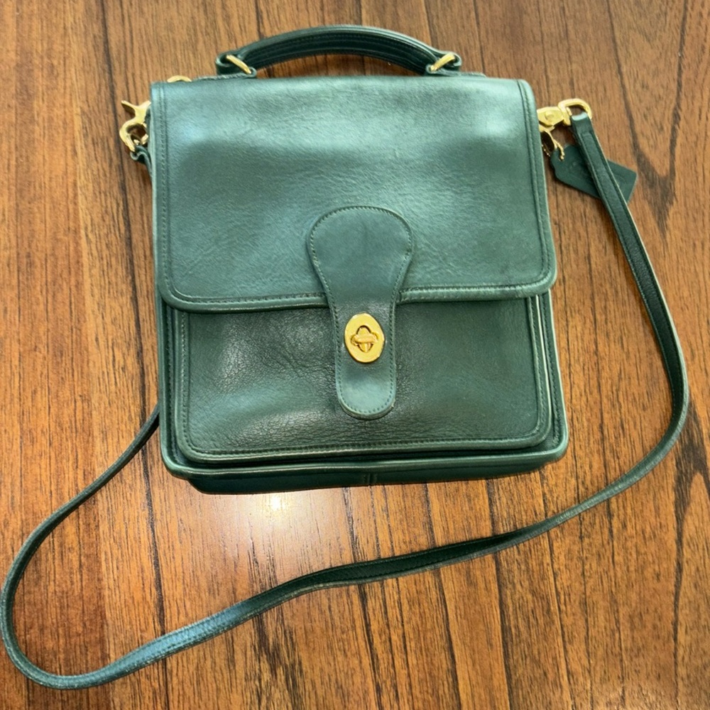 Vintage Coach 1995 Bottle Green Station Bag A5c-5130 - Gem